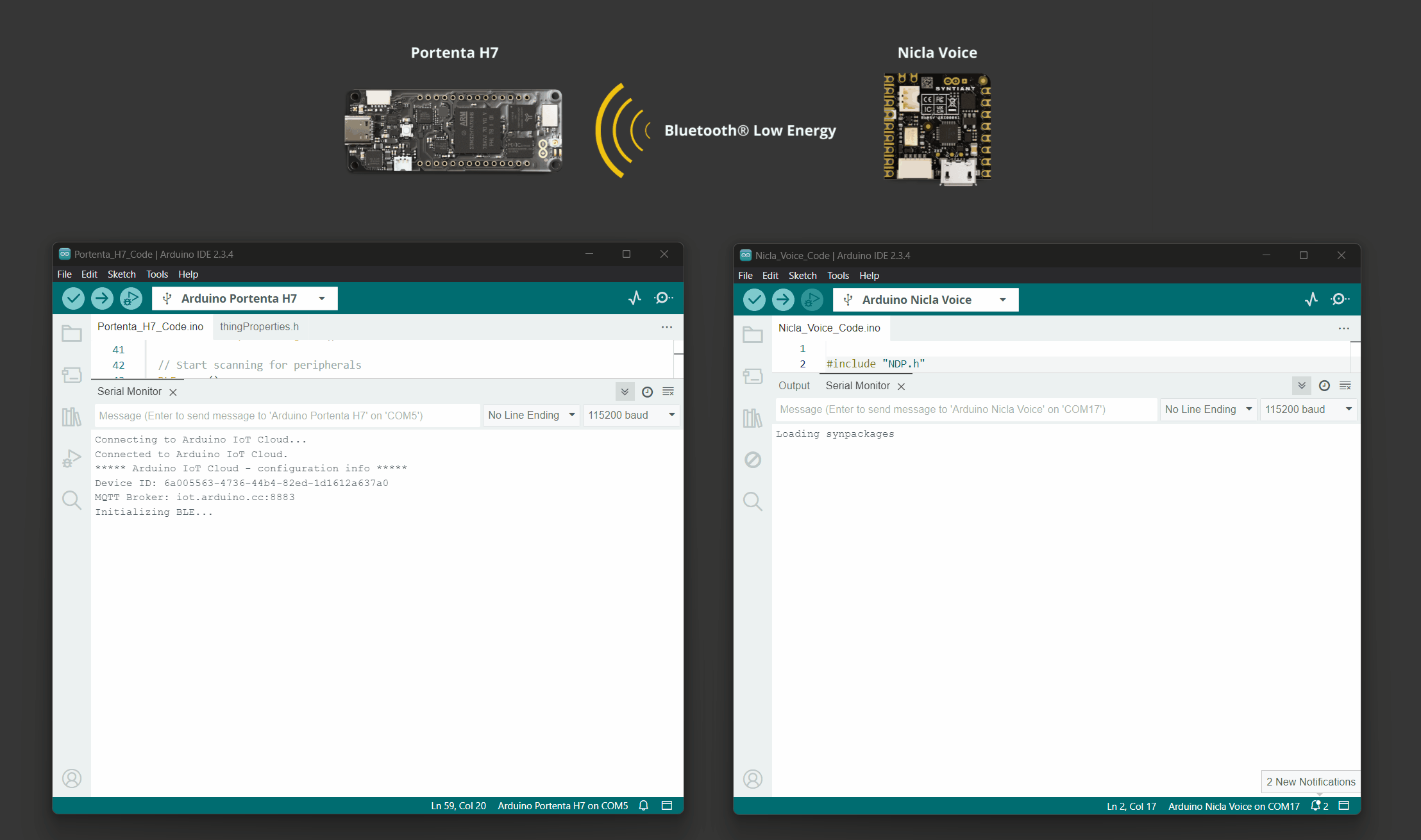 Nicla Voice & Portenta H7 - Live Inference
