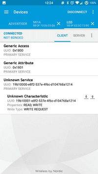 Tap the arrow pointing up to open the Write value popup, then set the data type to UINT 8