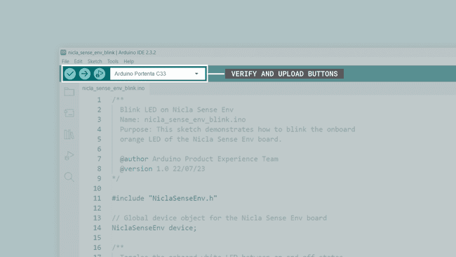 Uploading a sketch to the host board (Portenta C33) in the Arduino IDE