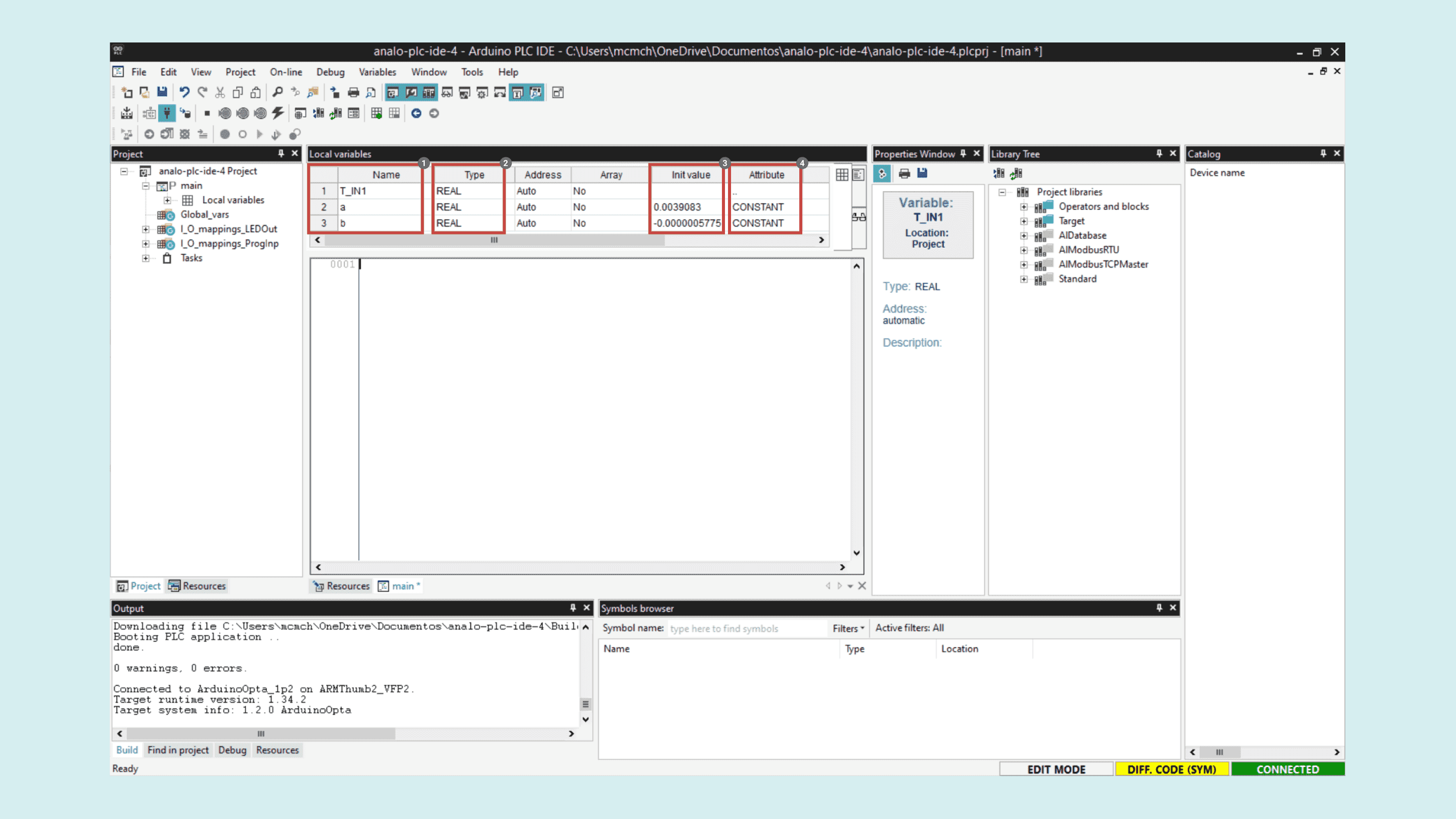 Set up local variable