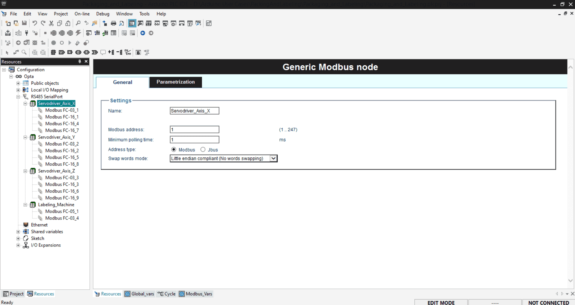 Modbus Node Setup
