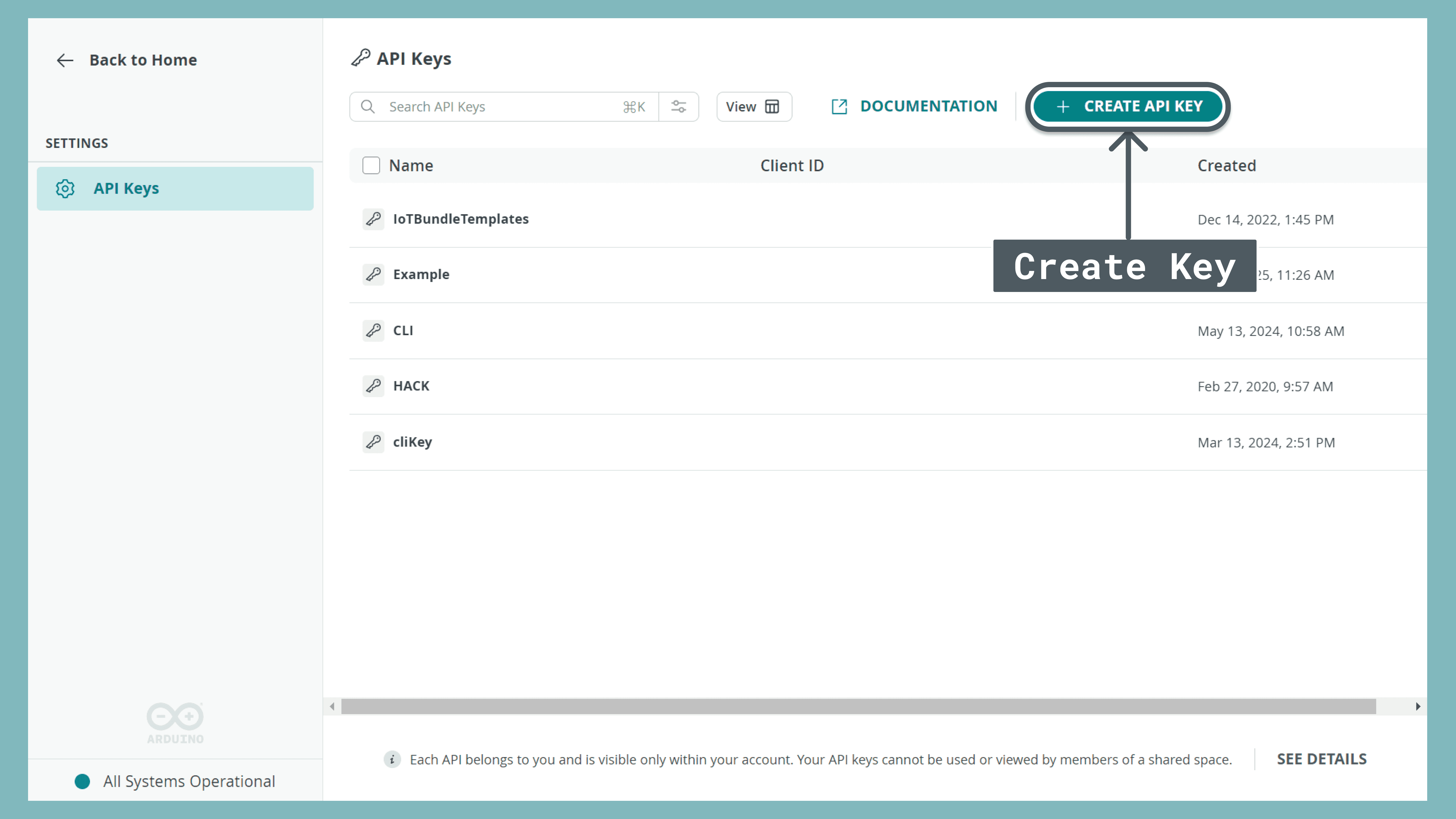 API Keys in the Arduino Cloud