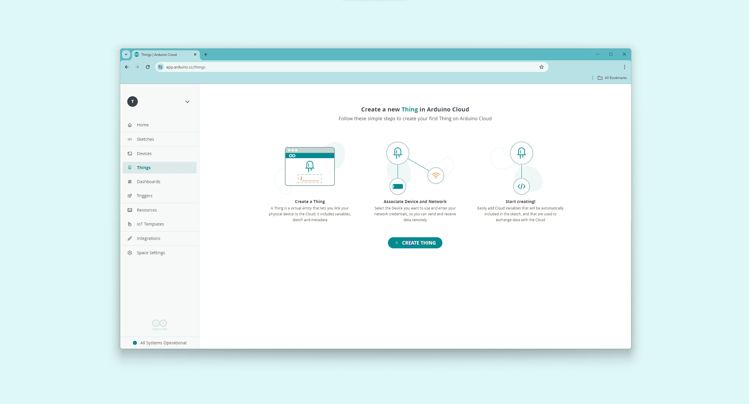 iot cloud initial page