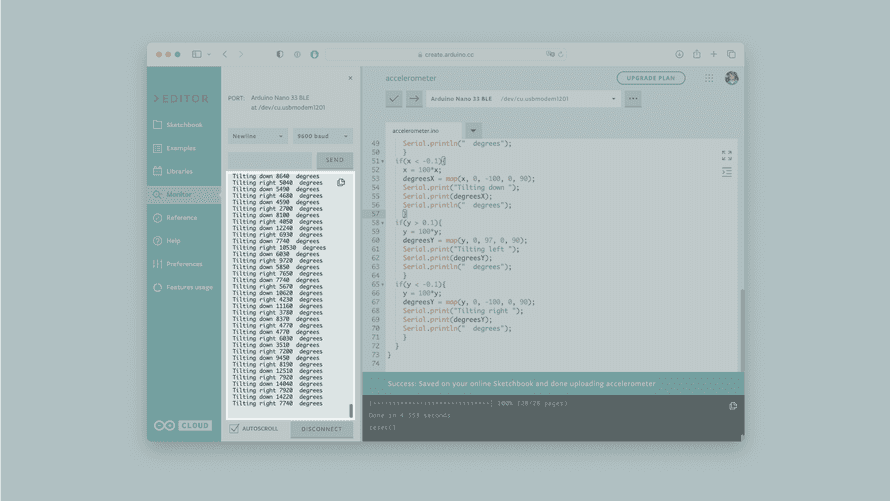Accessing Accelerometer Data on Nano 33 BLE Sense Rev2 | Arduino ...