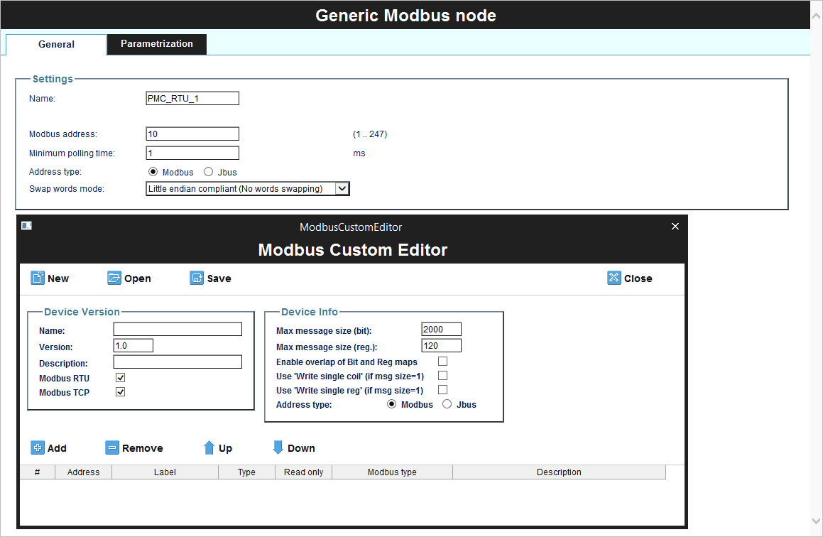 Arduino PLC IDE - Modbus Custom Editor Configuration