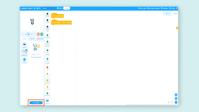 mBlock connect button