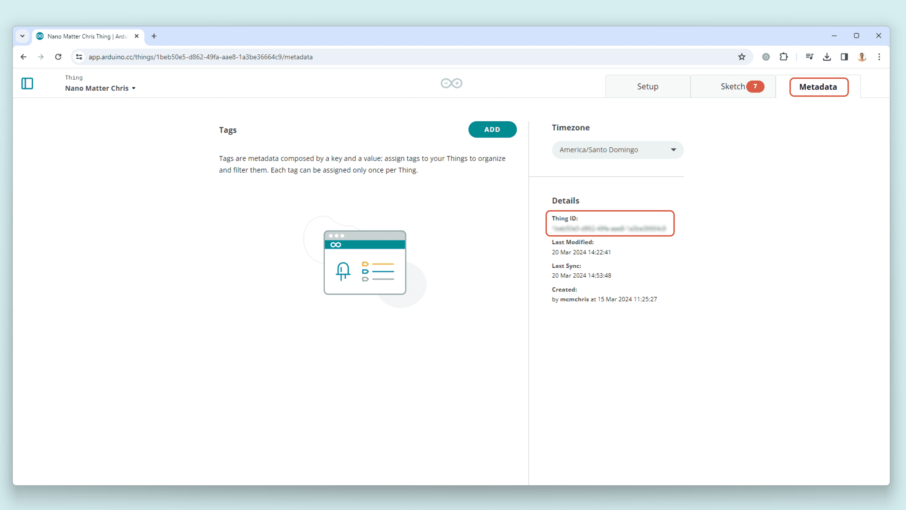 Read the QR code generated by the Nano Matter sketch, select the