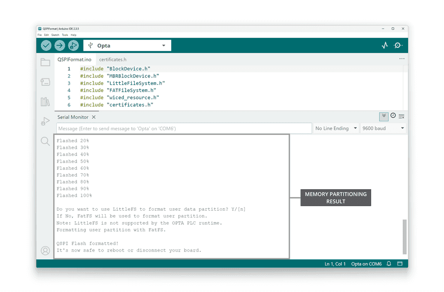 Format the user data partition: