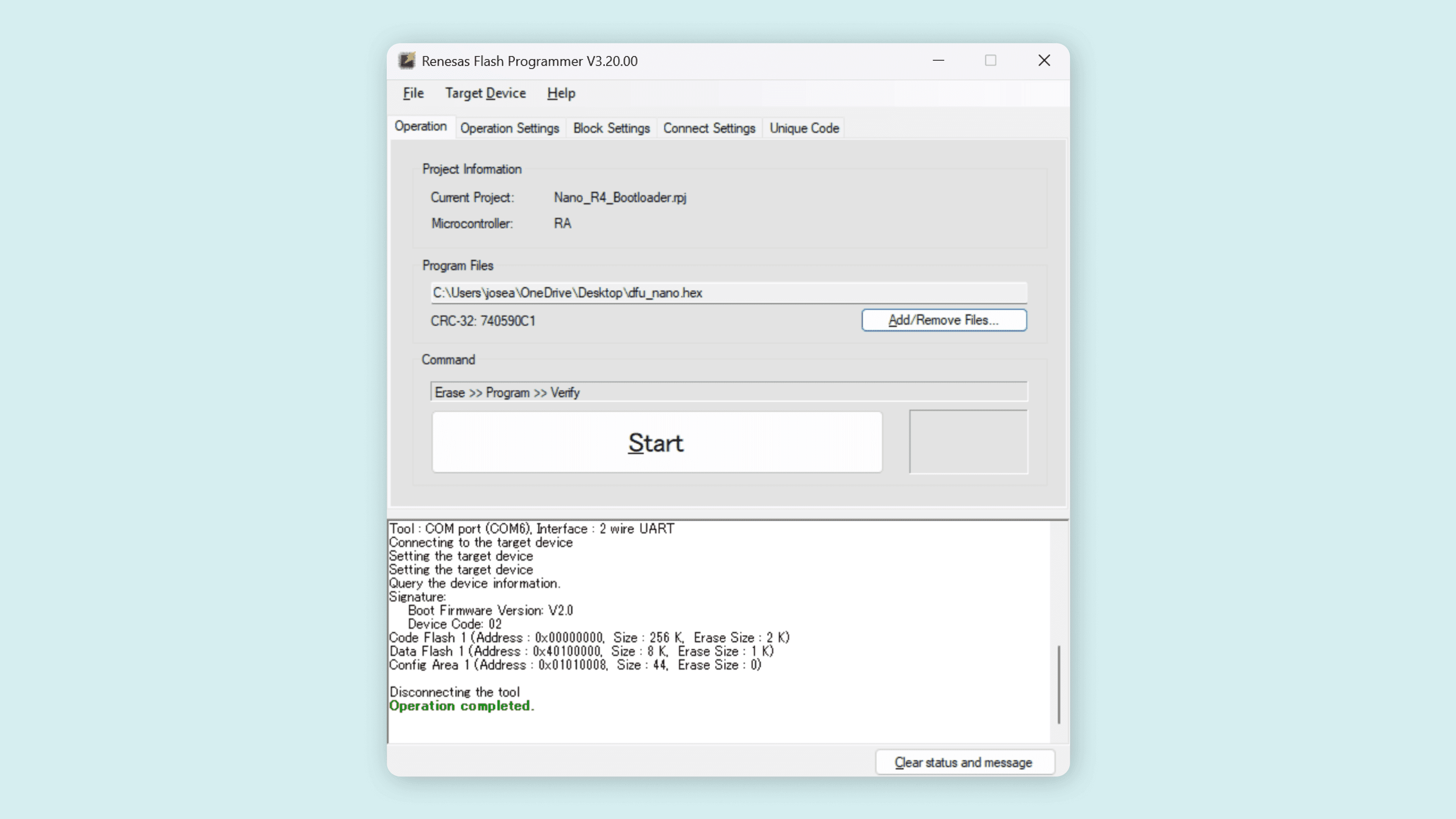 Renesas Flash Programmer tool