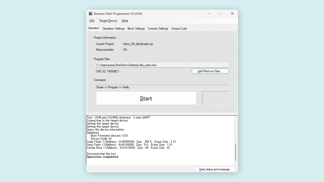 Renesas Flash Programmer tool