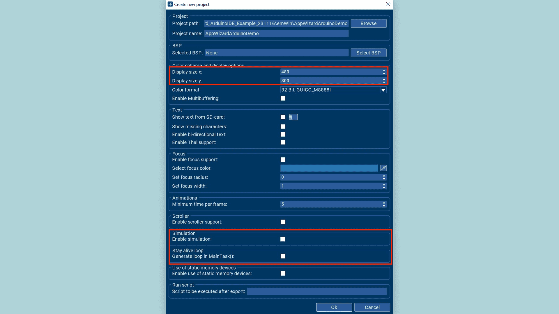 Create project settings