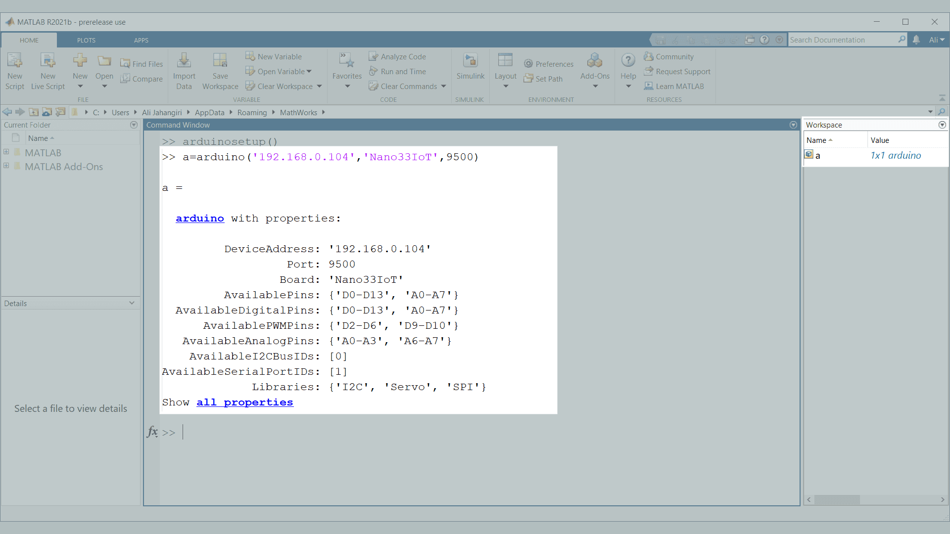 Controlling Led Over Wi Fi Using Matlab With Nano 33 Iot Arduino Documentation