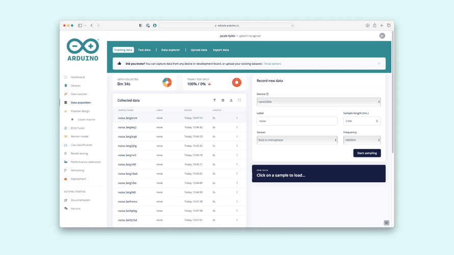 Edge Impulse with the Nano 33 BLE Sense | Arduino Documentation | Arduino Documentation