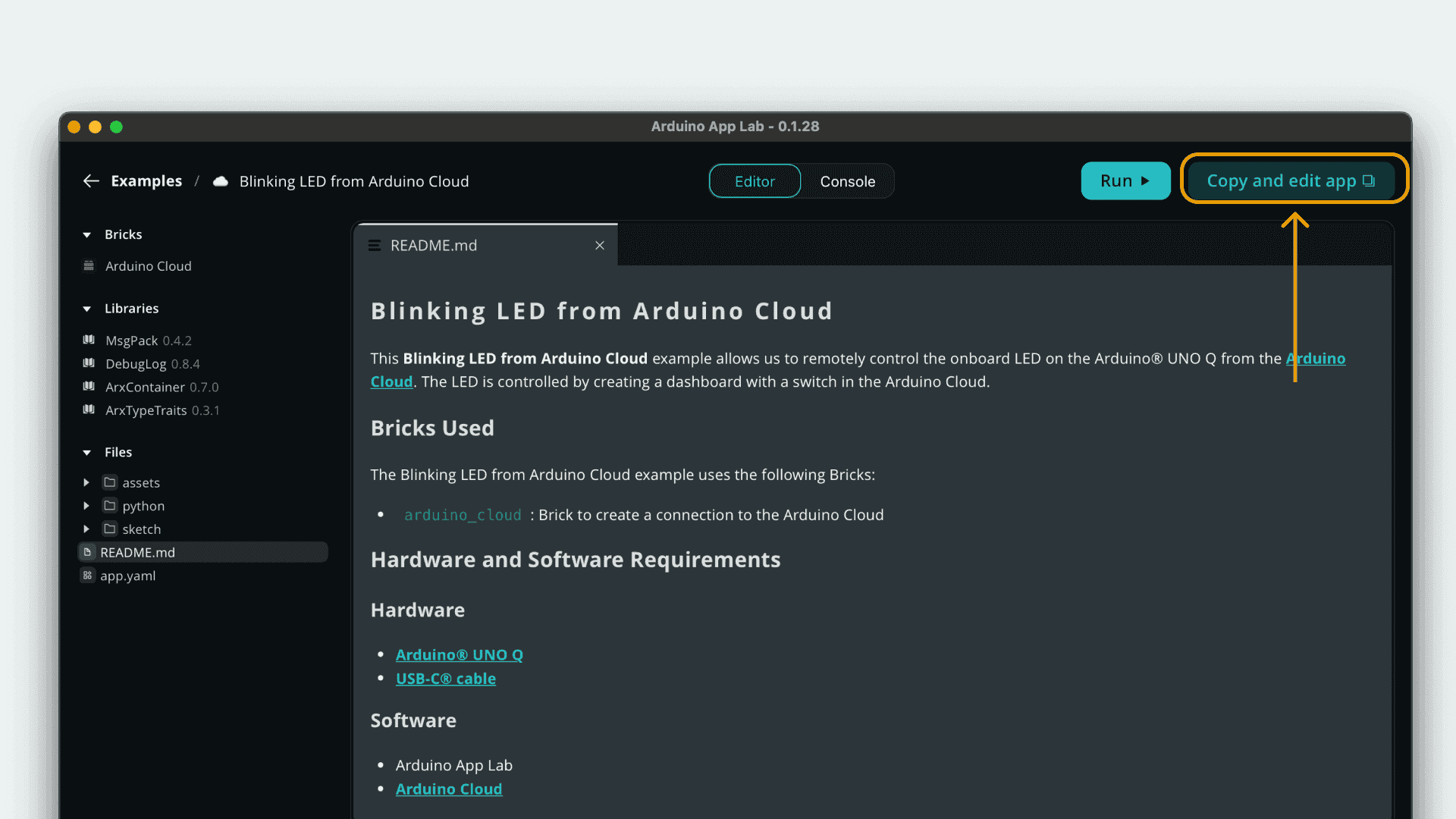 Program the UNO Q (Cloud Example)