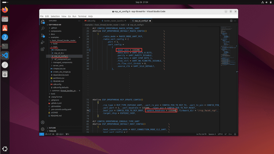 Baud rate configuration update
