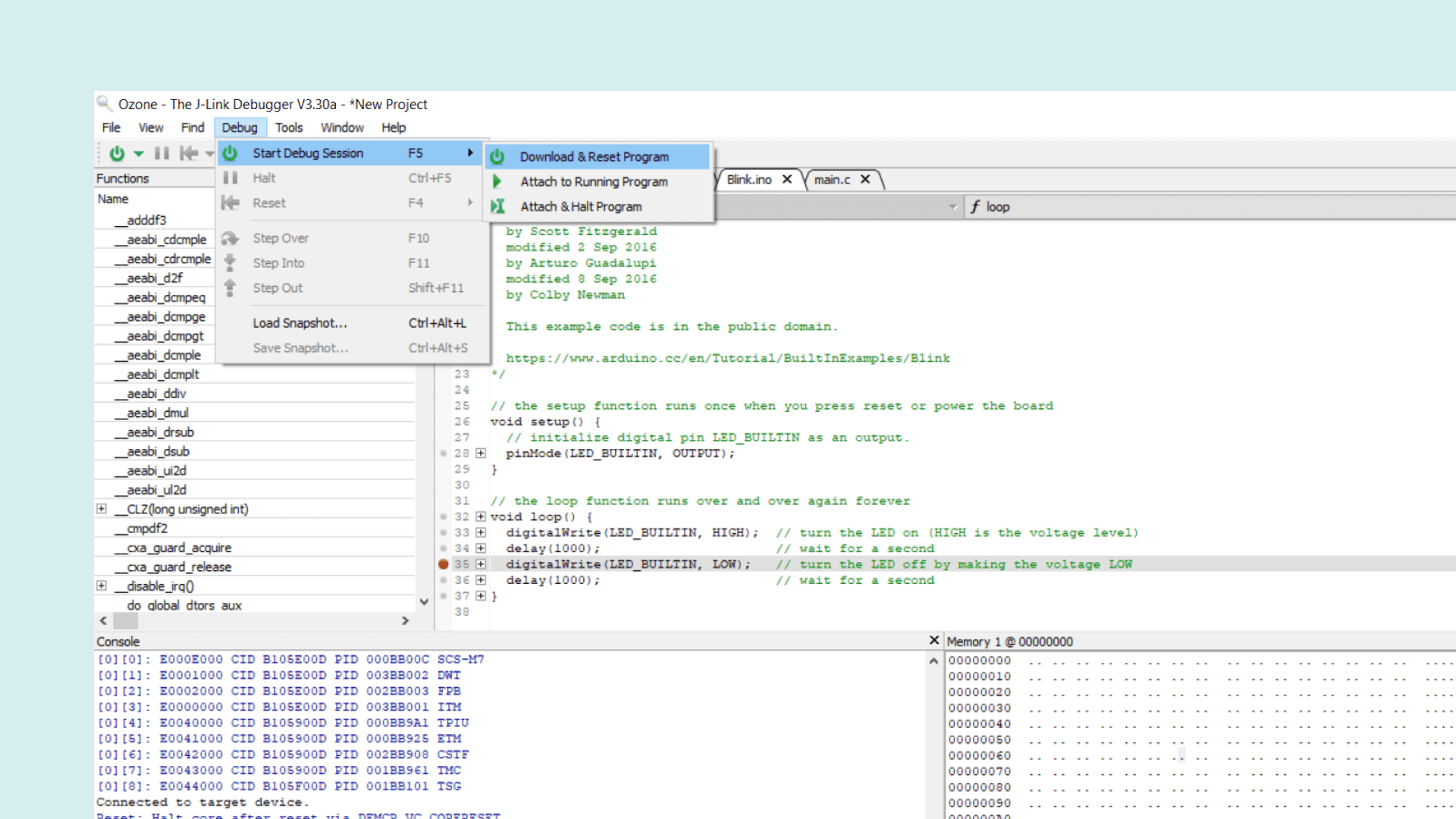 Start debugging the M4 in Ozone