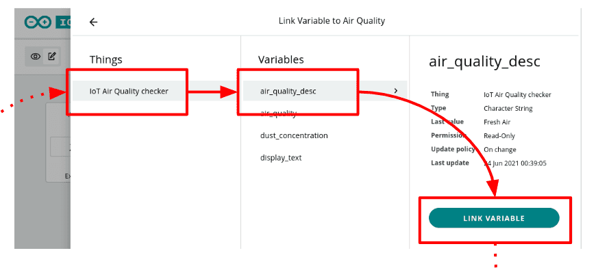 link a variable (from a thing)