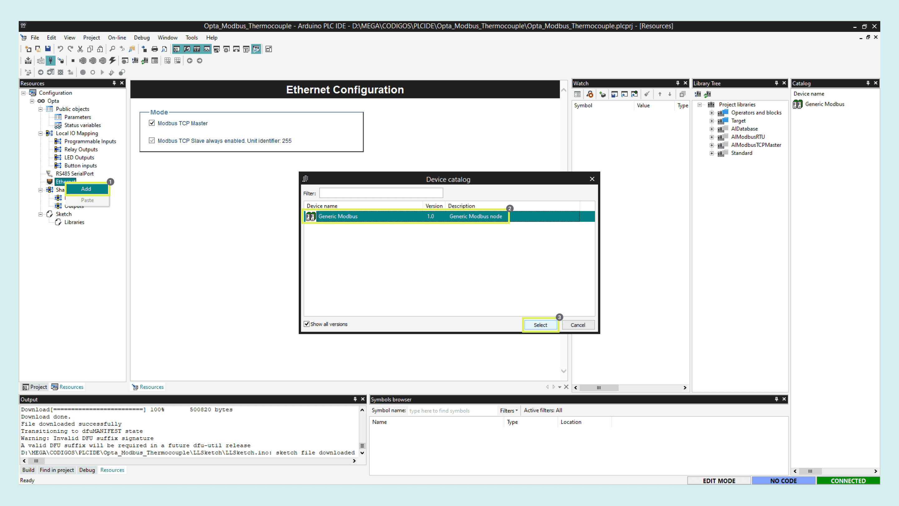 Modbus Device Configuration Step 1 