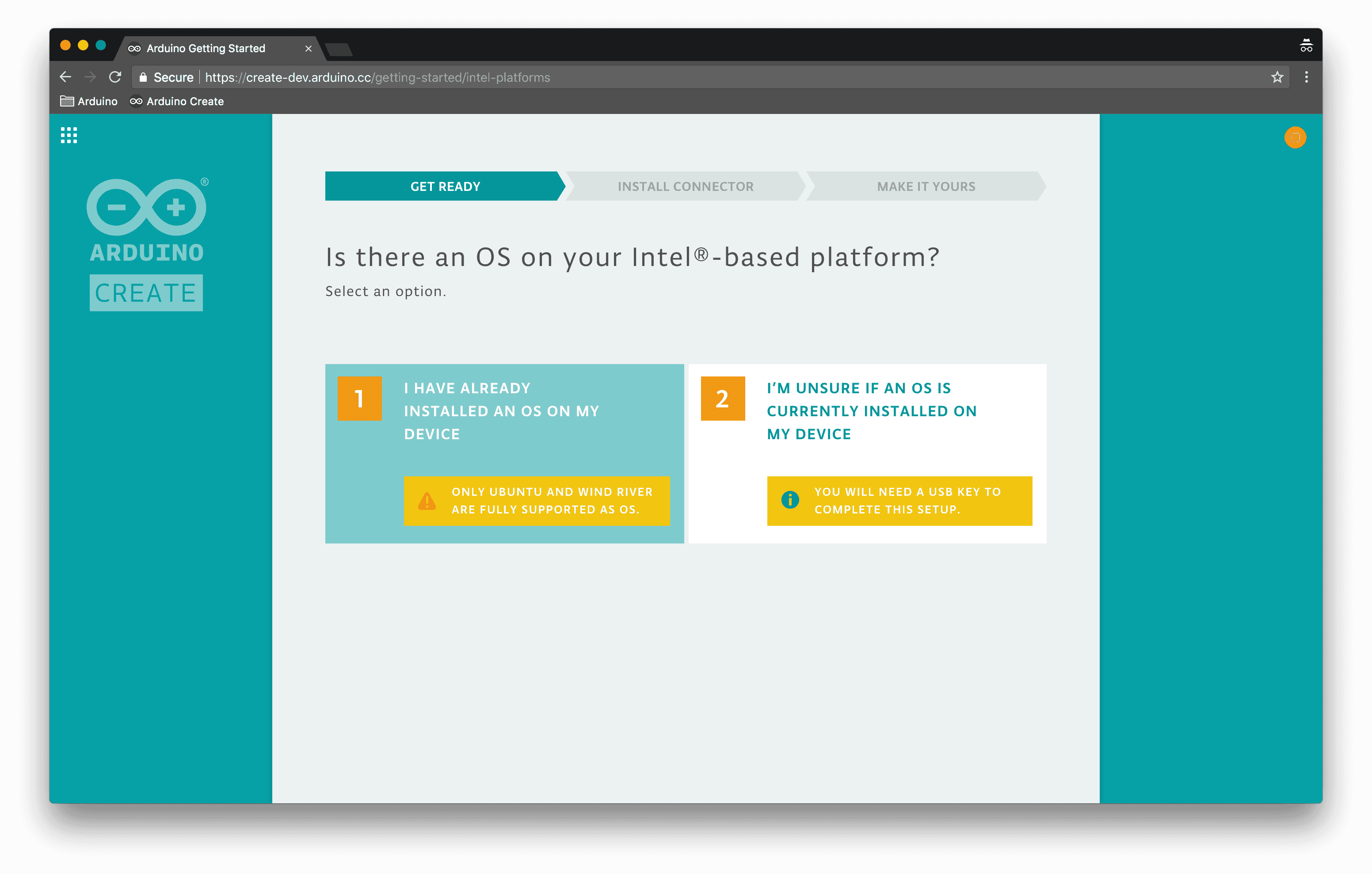 Getting Started With Intel Based Platforms On Arduino Create © Cc By Nc Sa Arduino Documentation