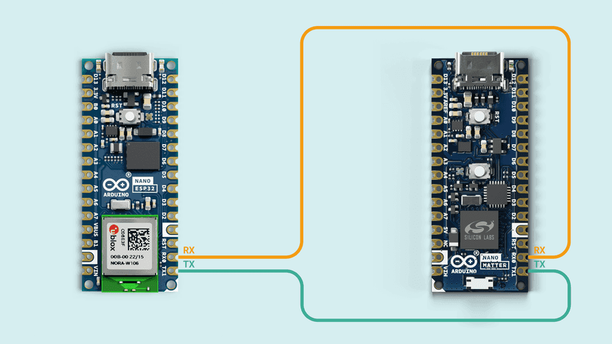 Nano ESP32 + Nano Matter wiring Nano ESP32 + Nano Matter stacking