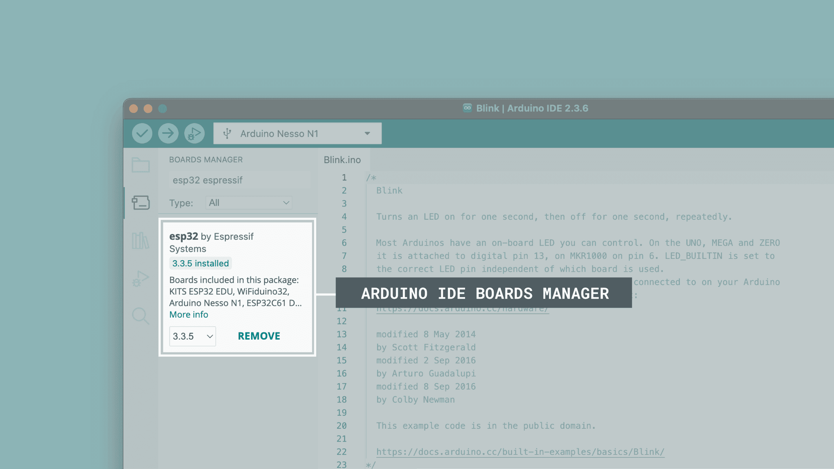 Installing the esp32 Boards core in the Arduino IDE