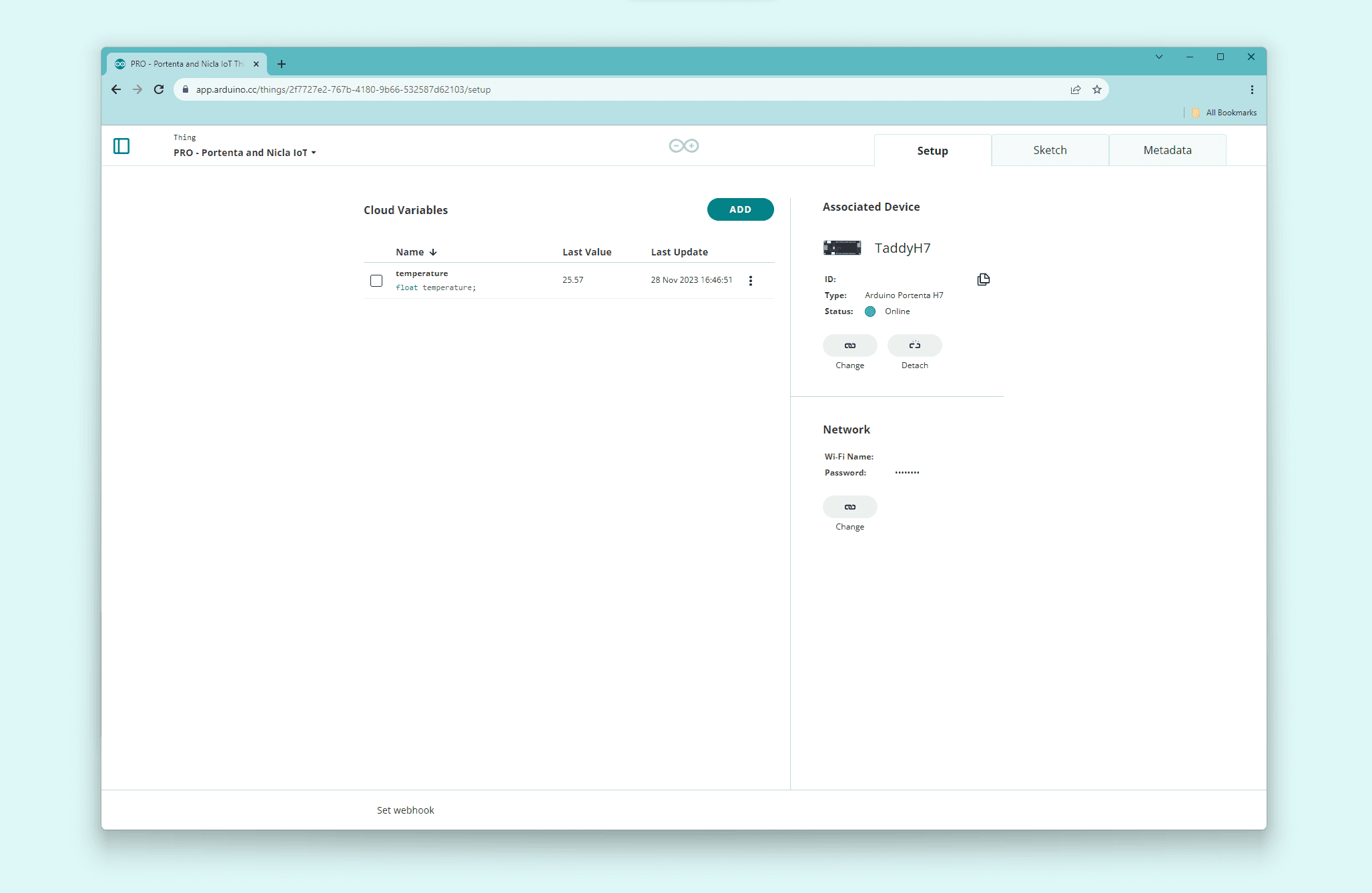 Arduino Cloud - Thing Setup