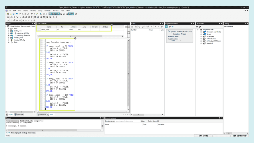 Final code to control the outputs