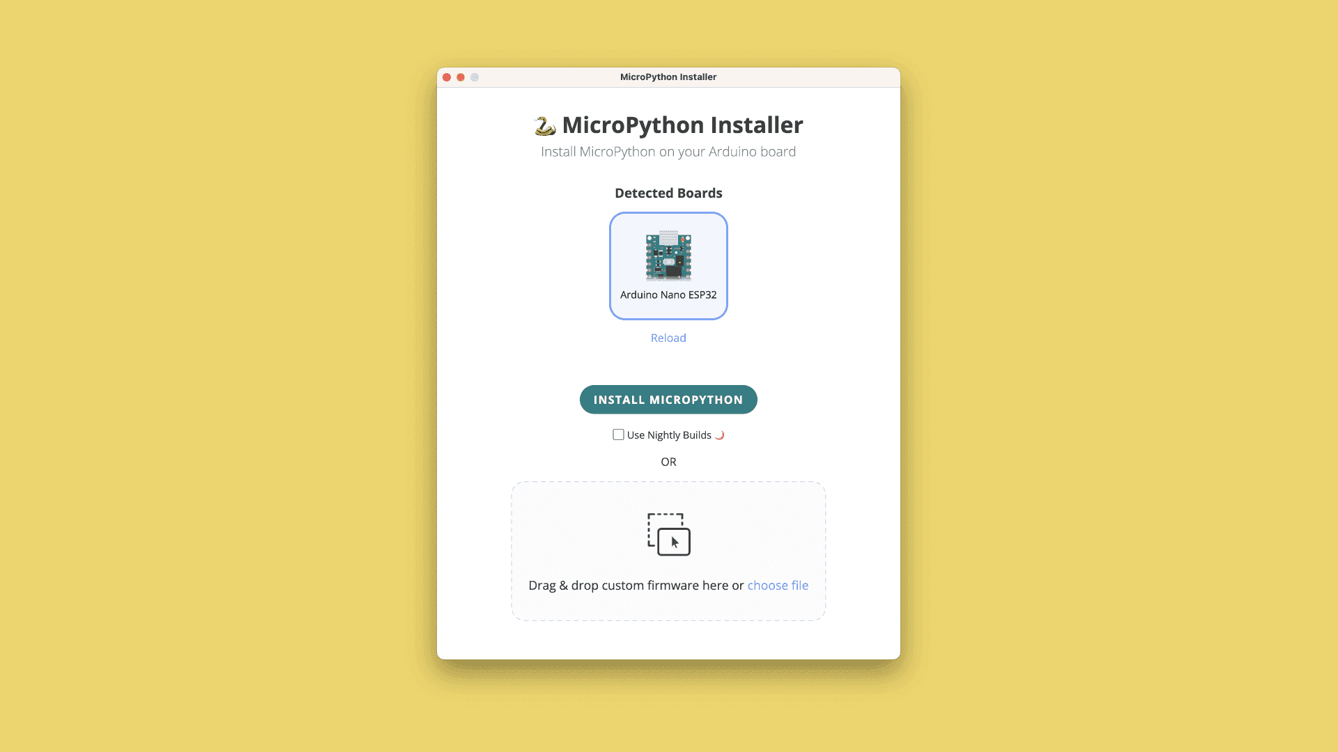 Installer with Board Selected
