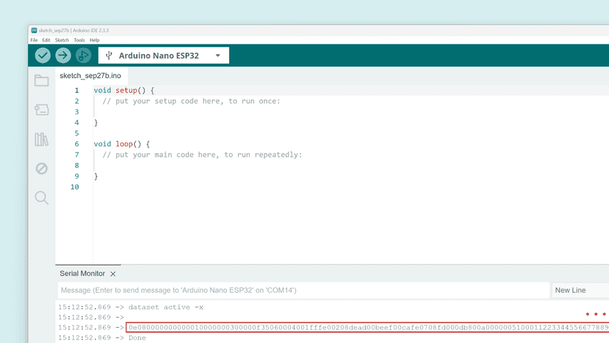 This command will display the active Thread network dataset as a hexadecimal string.