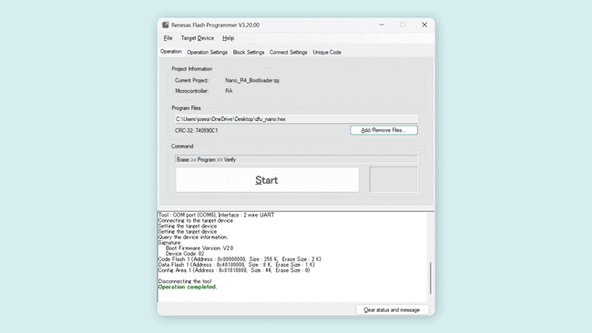 Renesas Flash Programmer tool