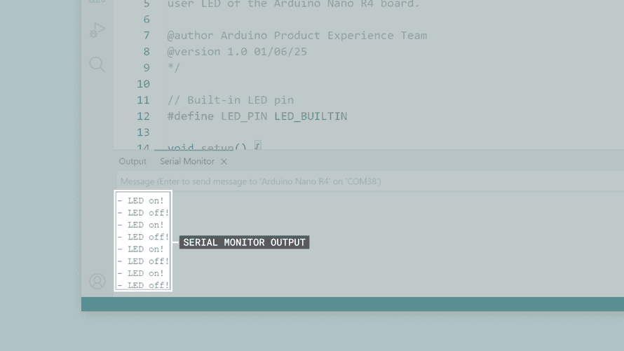Arduino IDE Serial Monitor output for the Blink sketch