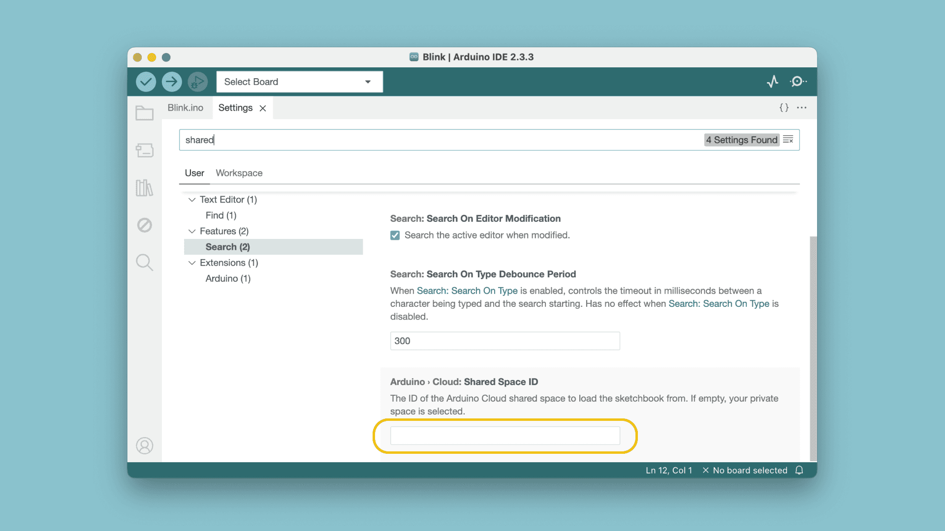 Go to your sketchbook, click the Cloud icon, and sketches from the shared space should appear ...
