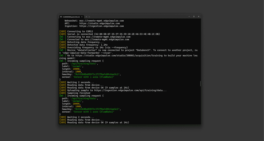 Continuous data acquisition with Edge Impulse