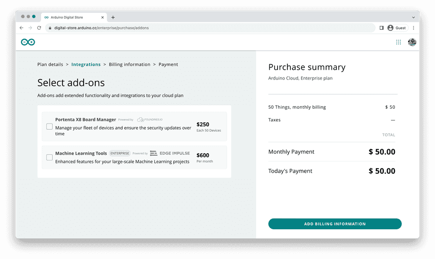 Arduino Cloud Plans Add-Ons
