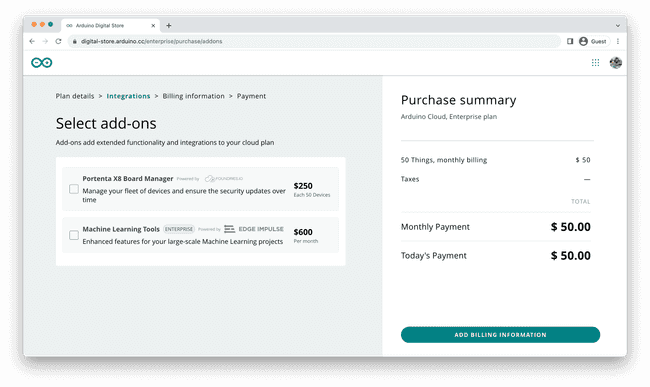 Arduino Cloud Plans Add-Ons