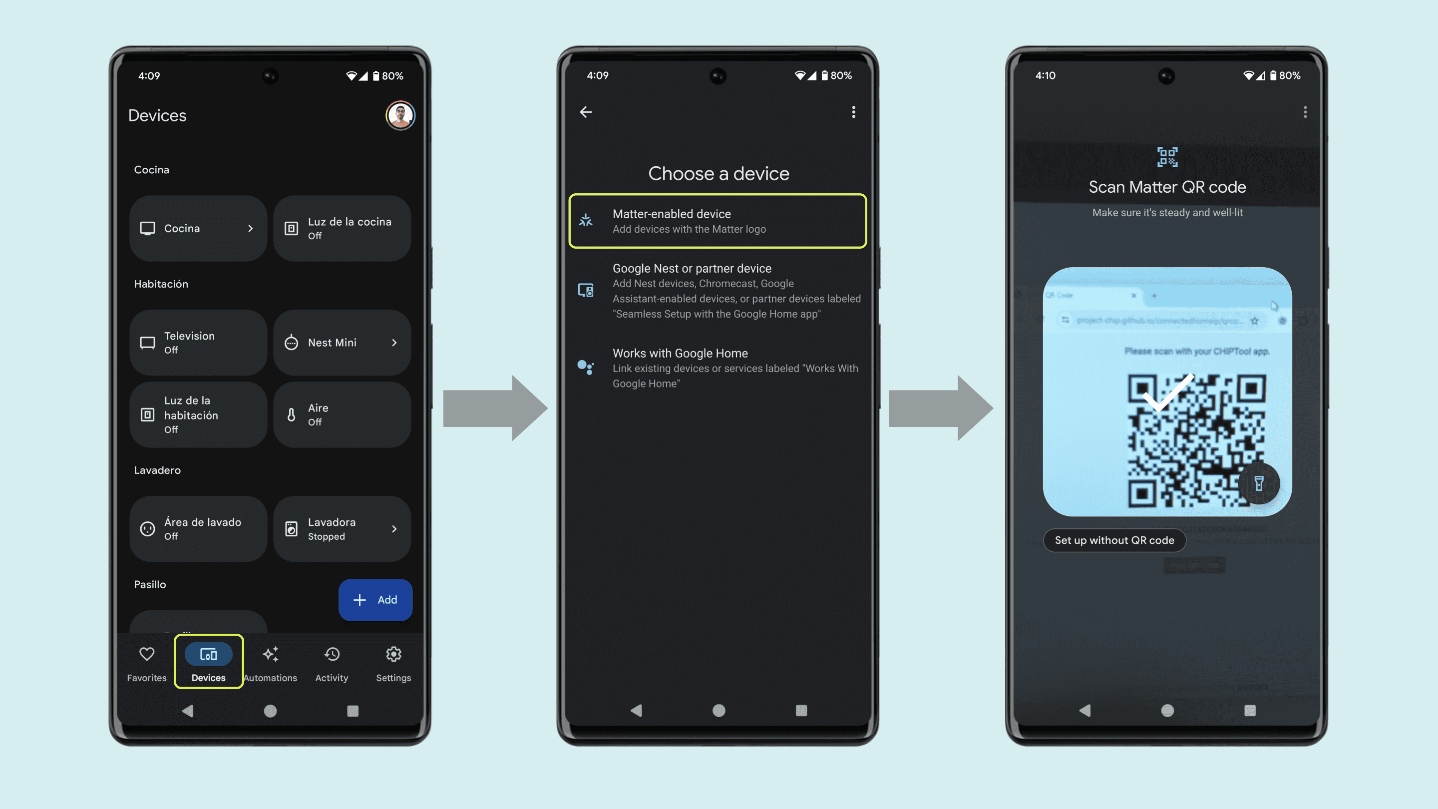 Adding the device to Google Home app