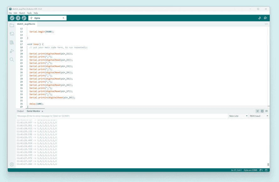 Serial Monitor output