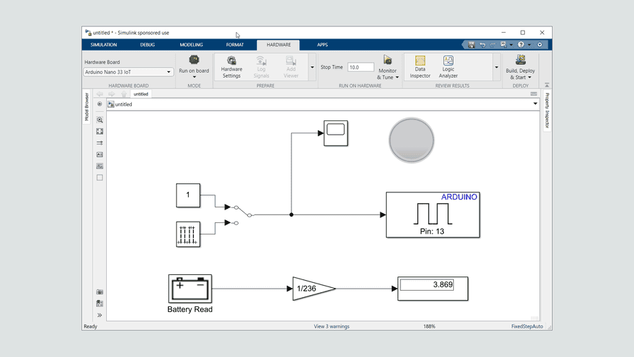 Controlling Led Over Wi Fi Using Simulink With Nano 33 Iot Arduino Documentation