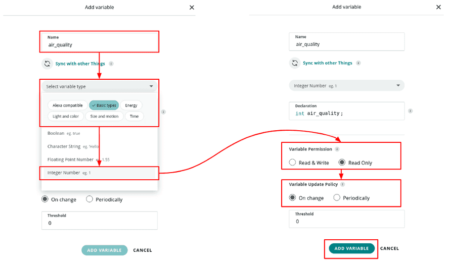 Setting up the air quality variable.