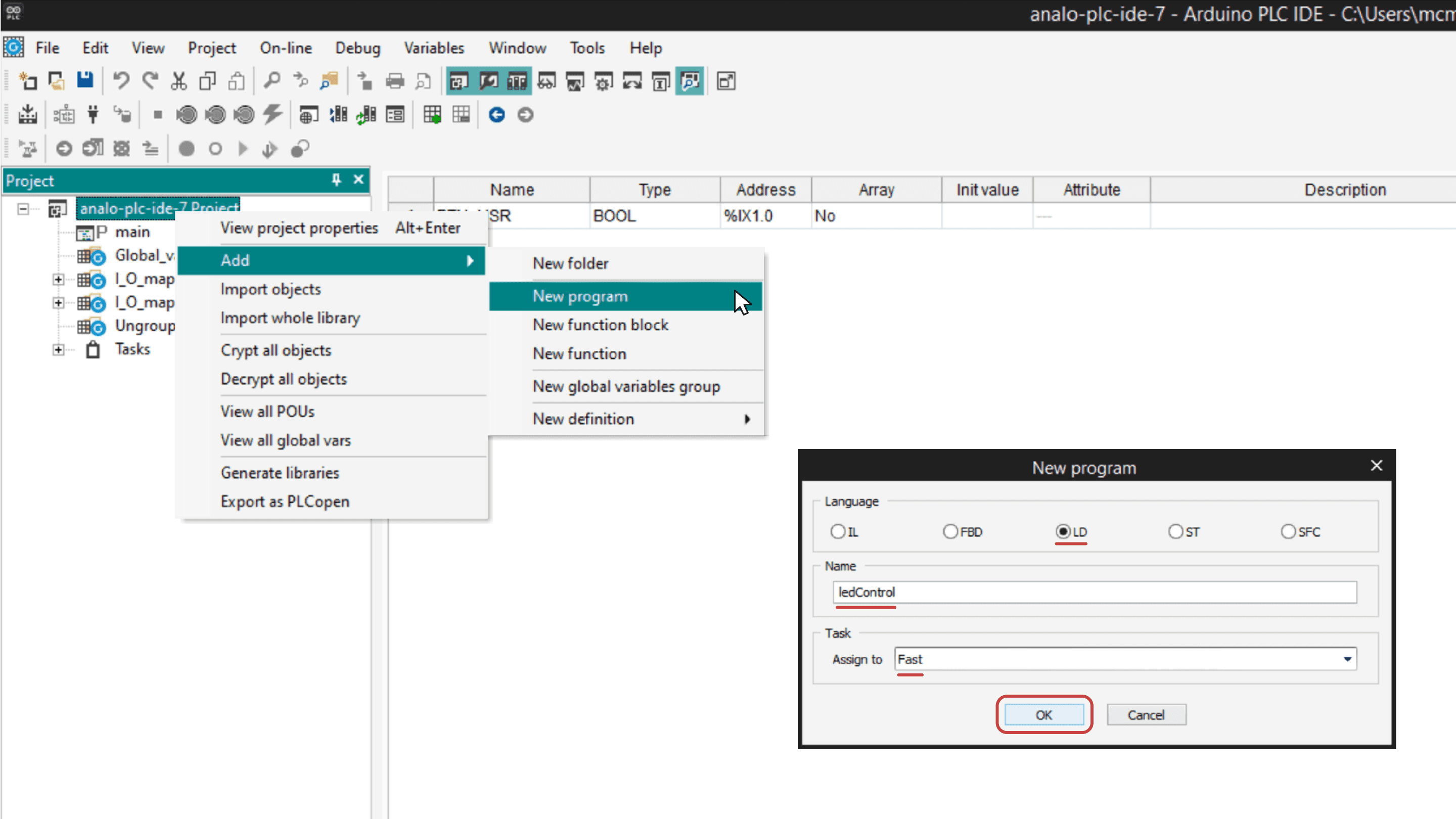User button configuration