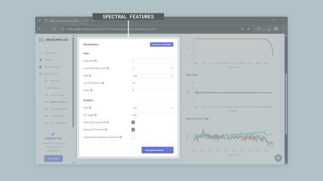 Spectral features on Edge Impulse Studio