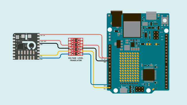 Connecting the Nicla Sense Env to a 5 VDC-compatible Arduino board