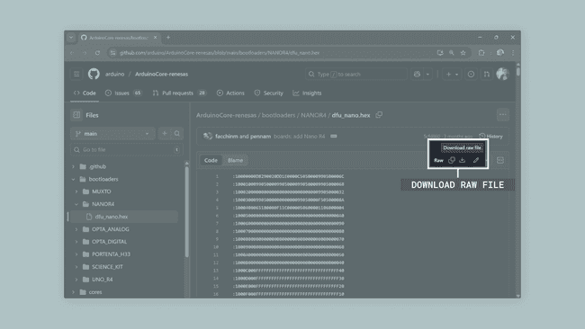 Bootloader file on the Arduino Renesas Core GitHub repository
