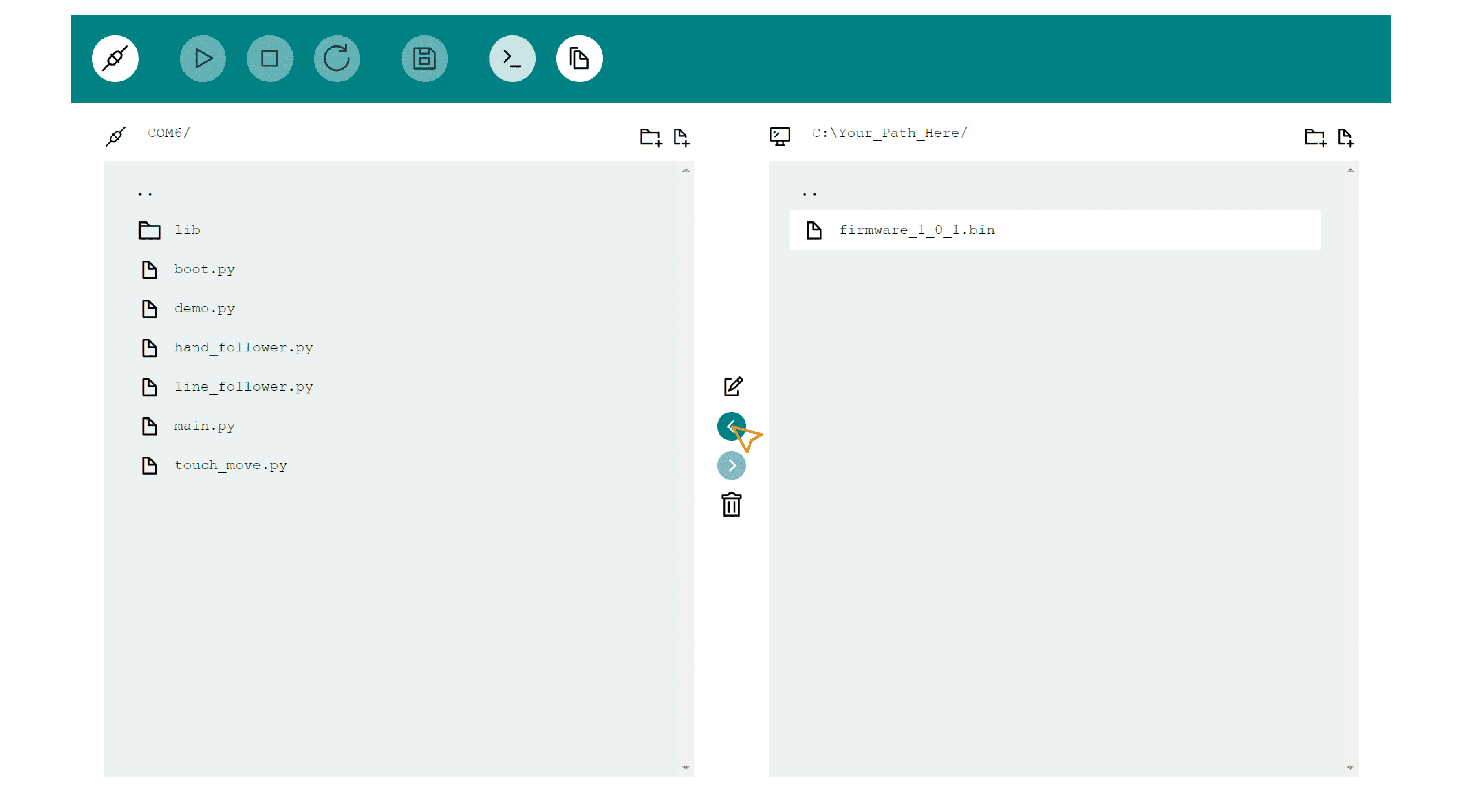 Turn ON your alvik, go to the Editor tab and run the following commands by typing them and ...