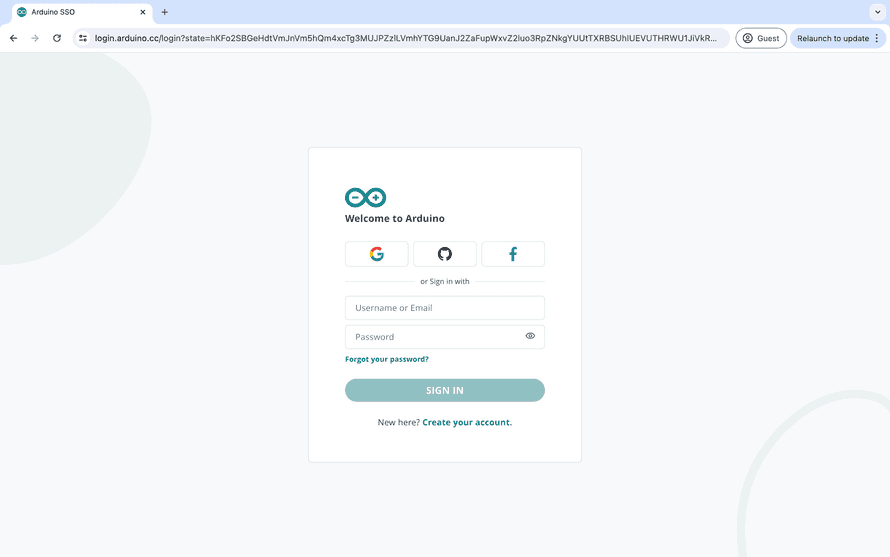 Sign Into Arduino Cloud