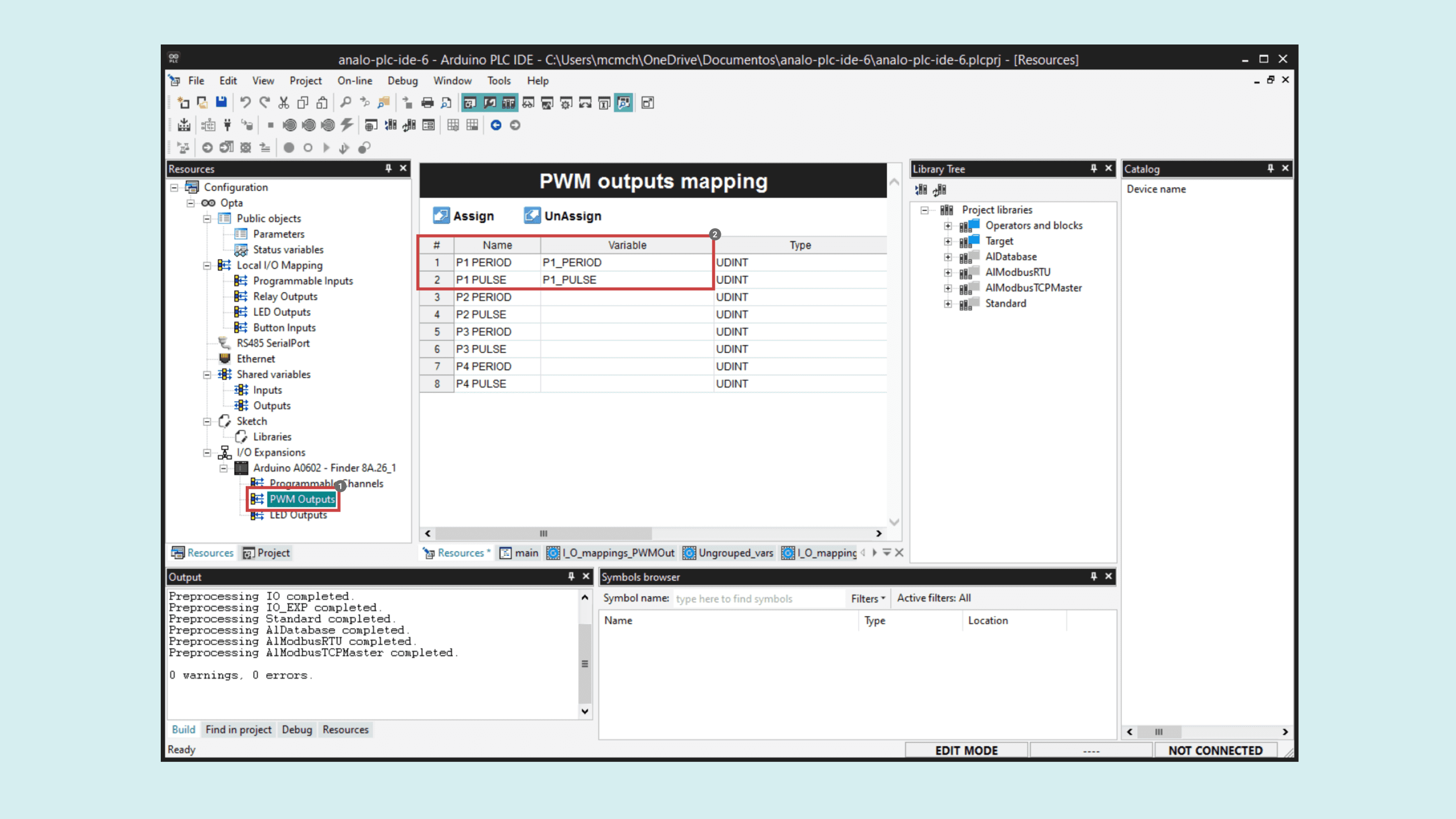 PWM output configuration