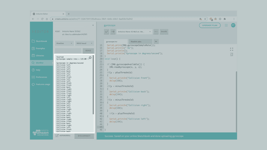 Accessing Gyroscope Data on Nano 33 BLE Sense | Arduino Documentation Accessing Gyroscope Data on Nano 33 BLE Sense | Arduino Documentation