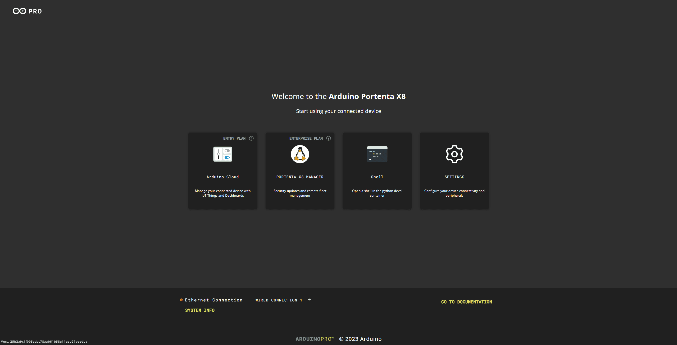 Arduino Linux Wizard Home Screen