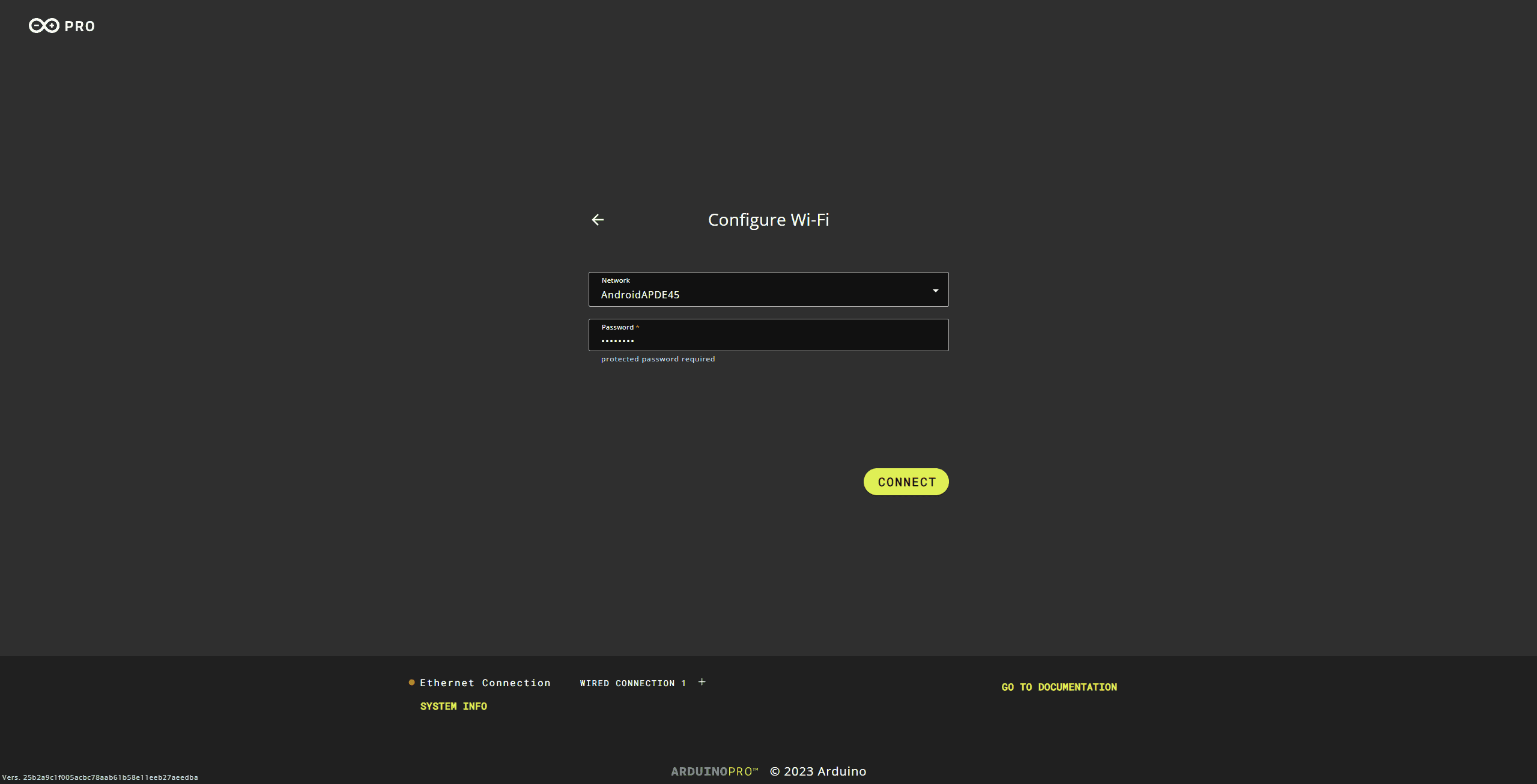 Arduino Linux Wizard Wi-Fi® password set-up