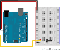 Place the potentiometer on the breadboard. Connect one side to ground ...